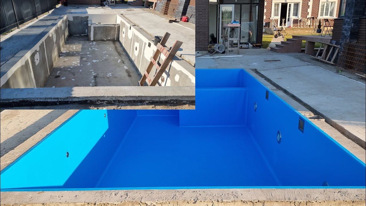 Отделка Бассейна Пленкой - До и После Работ! Бассейн под голубую пленку ПВХ - Технология и Материалы