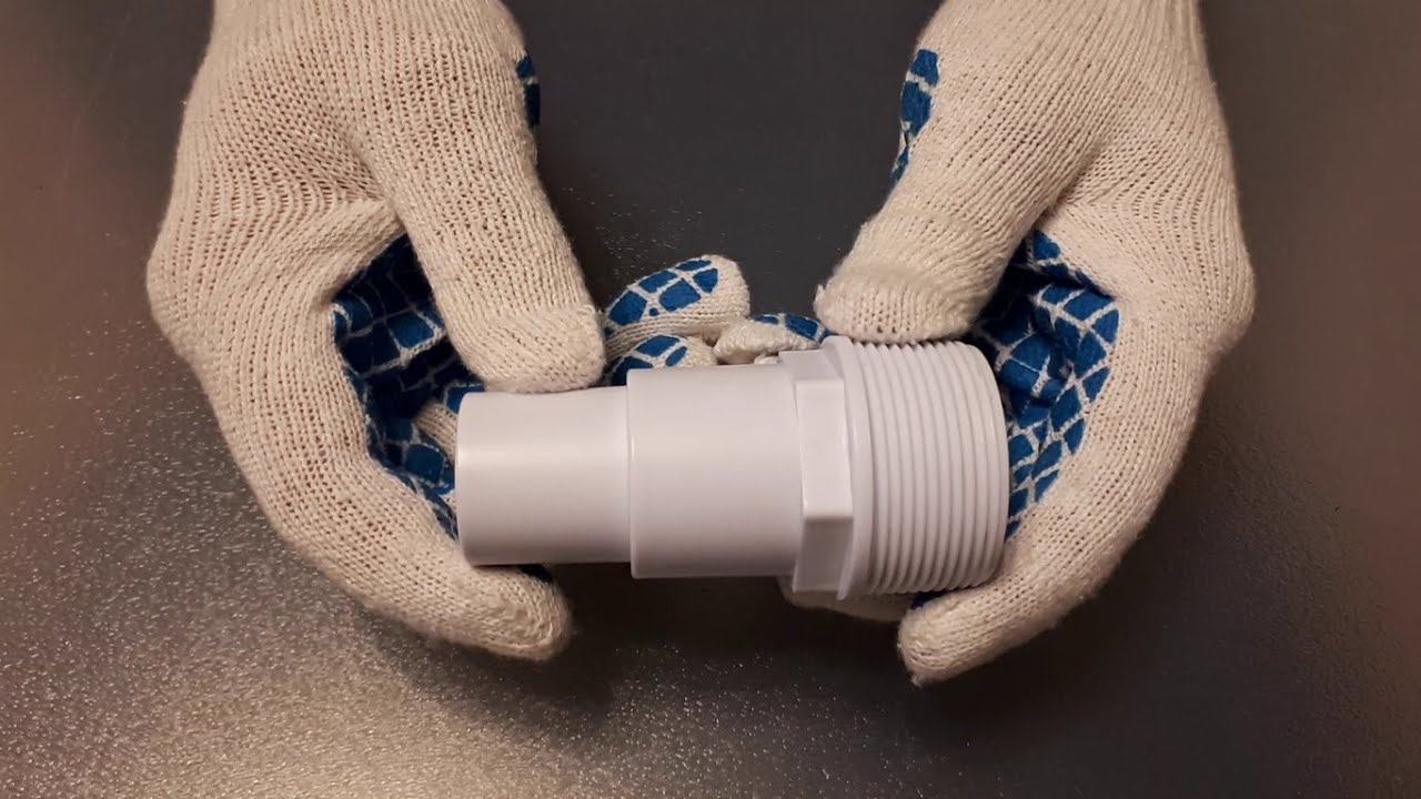 Концовка для гибкого шланга ПВХ (PVC-U) наружная резьба - клеевой пластиковый фитинг бассейна