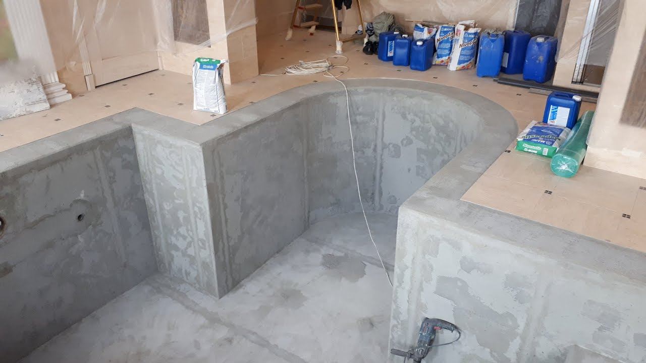 Делаем Штукатурку Бассейна с Монтажом Оборудования в Чашу Своими Руками. Чаша бассейна с закладными