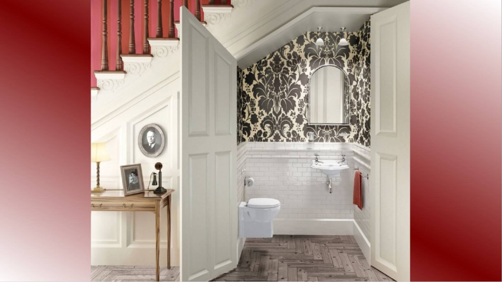 Пространство под лестницей / Санузел под лестницей / Туалет под лестницей