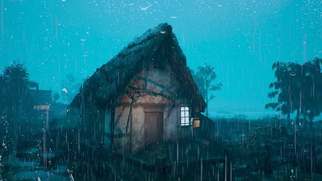 Приятные звуки дождя и грома для сна возле средневековых конюшен | Дождь 5 часов