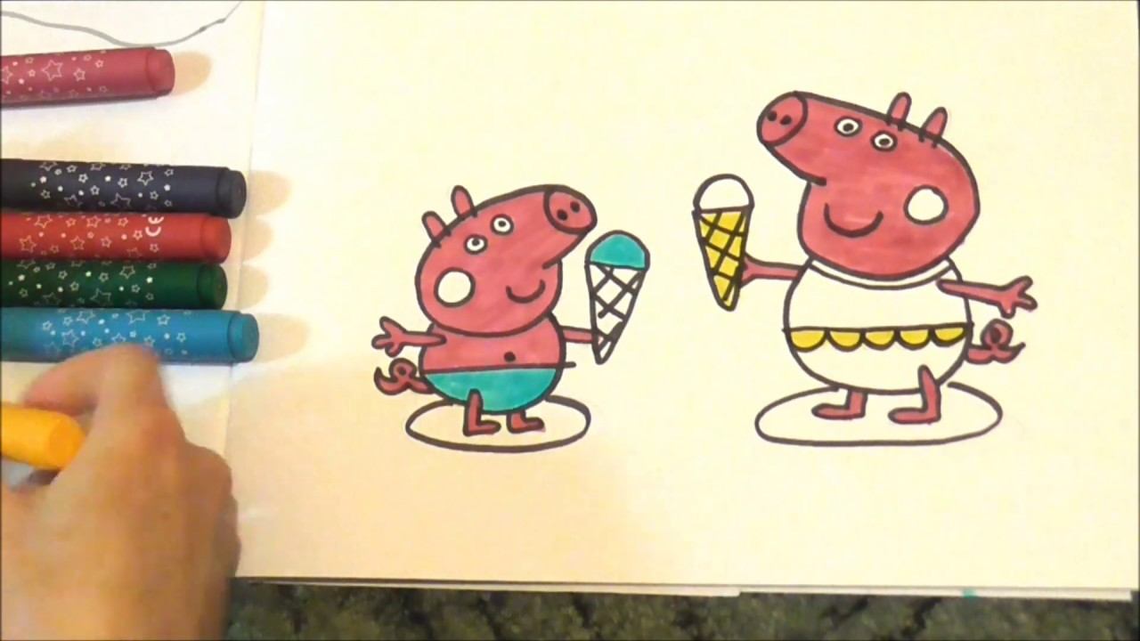 Peppa Pig Drawing & Painting Peppa Pig Jeorge Pig Coloring Book & Colors For Kids Children
