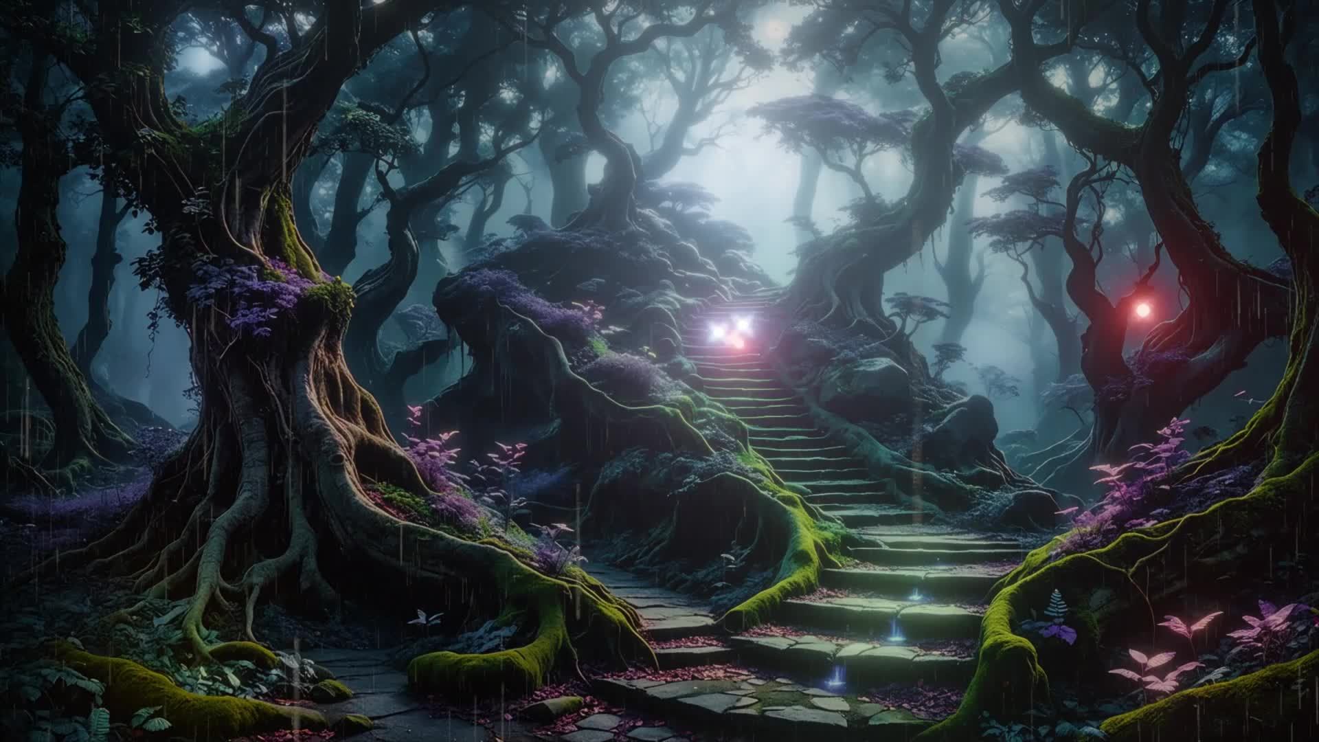 Мелодии дождя в Шепчущих рощах. Звуки дождя для расслабления и сна. 🌧️🌳😴