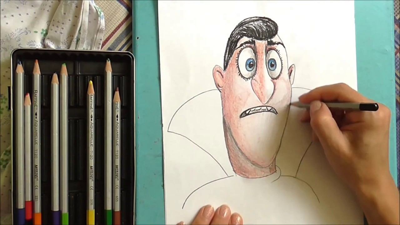 How to draw Dracula from hotel transylvania 3 summer vacation 2018