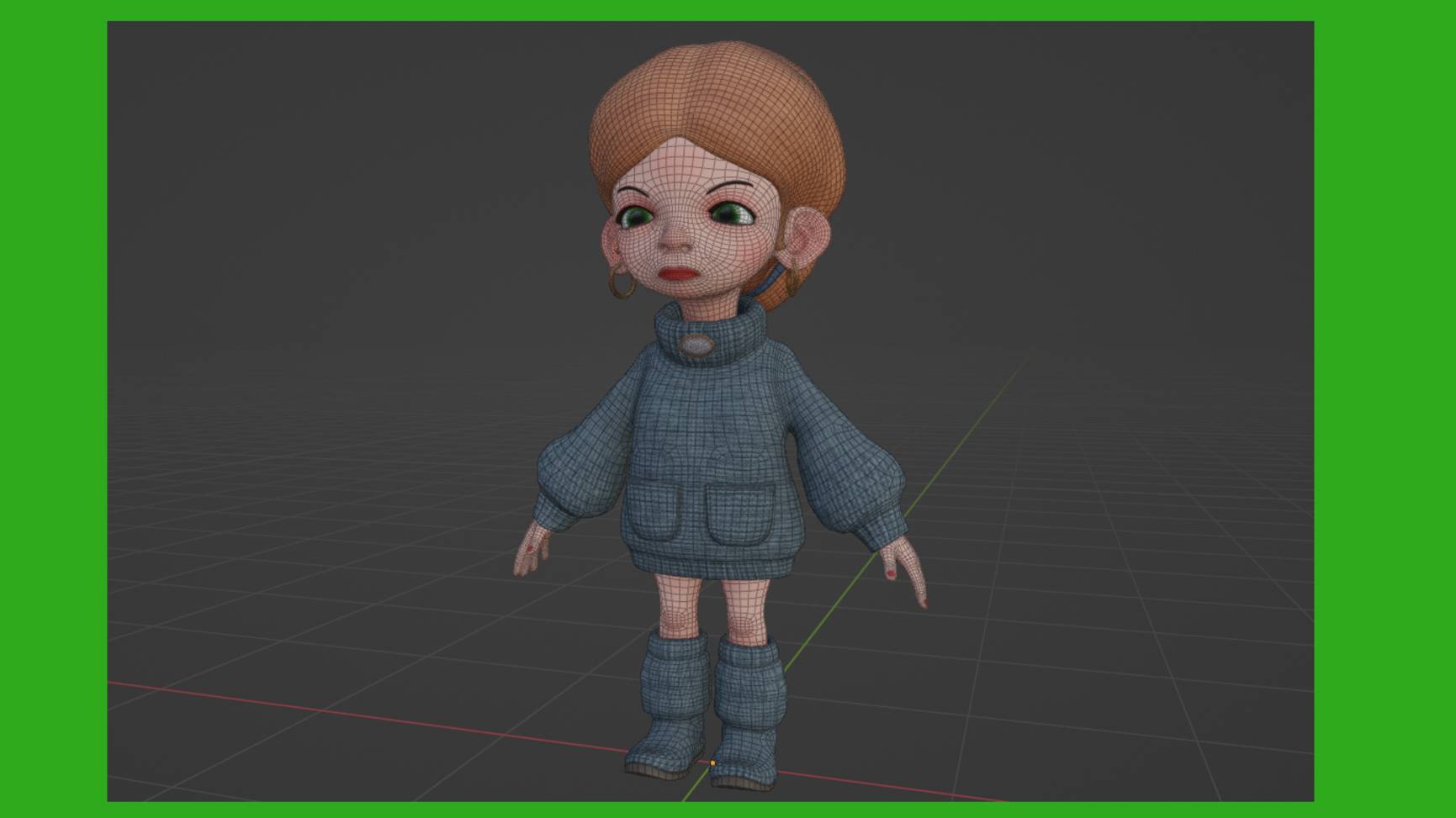 Девочка в вязаном платье - сделано в Blender