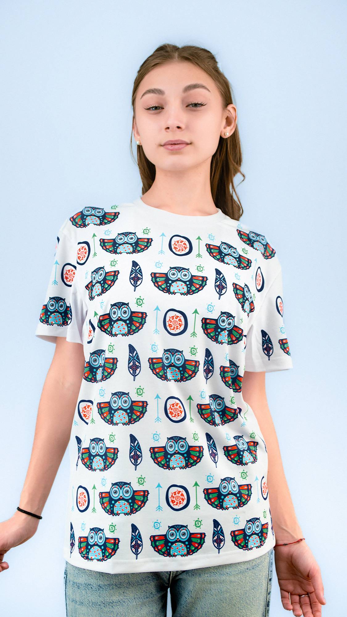 Футболка СОВА УЗОР (белая)