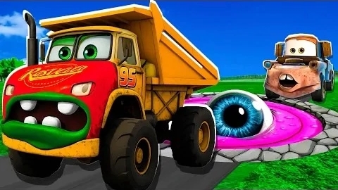 Зомби-Яма Превращается в Пожирателя зверей Молнию Маккуина и Большие и маленькие машинки Pixar!