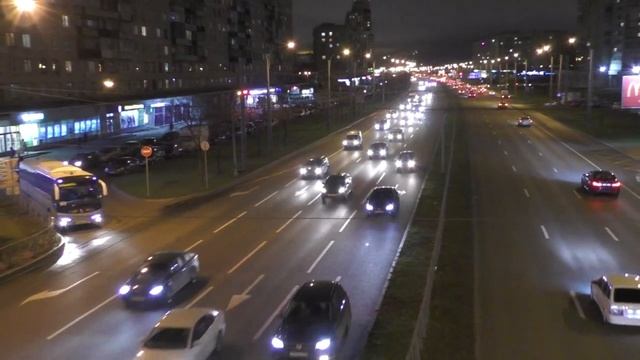 Архив 2020. Купчино ночью. Вид с краба на креветку и Бухарестскую улицу