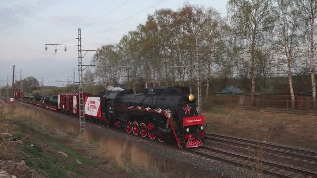 Паровоз ЛВ-0165 с "Поездом Победы". Владимир. Доброе. 23.04.2025.