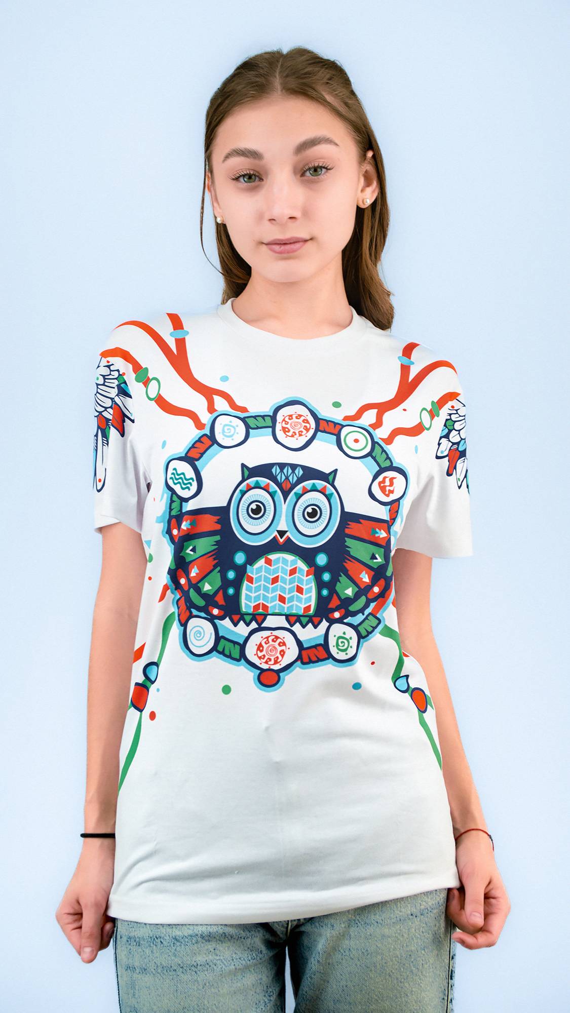 Футболка СОВА В ЛОВЦЕ (белая)