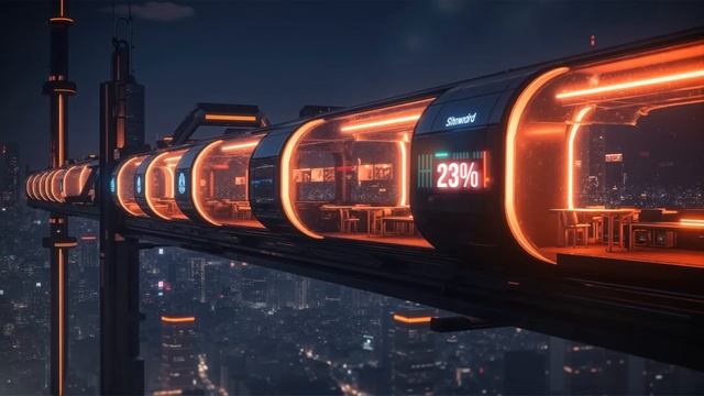 SKYTRAIN- Cyberpunk Ambience - Futuristic Neon City Sounds for Deep Focus and Relaxation