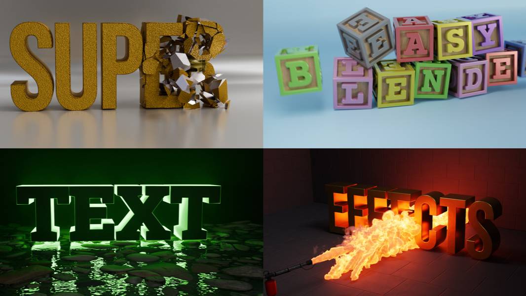 Addon Blender - Re-Useable Text Effects Pack
