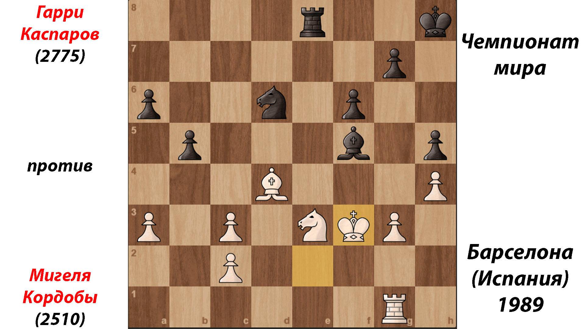 Гарри Каспаров против Мигеля Кордобы. Чемпионат мира, Барселона (Испания), 1989.