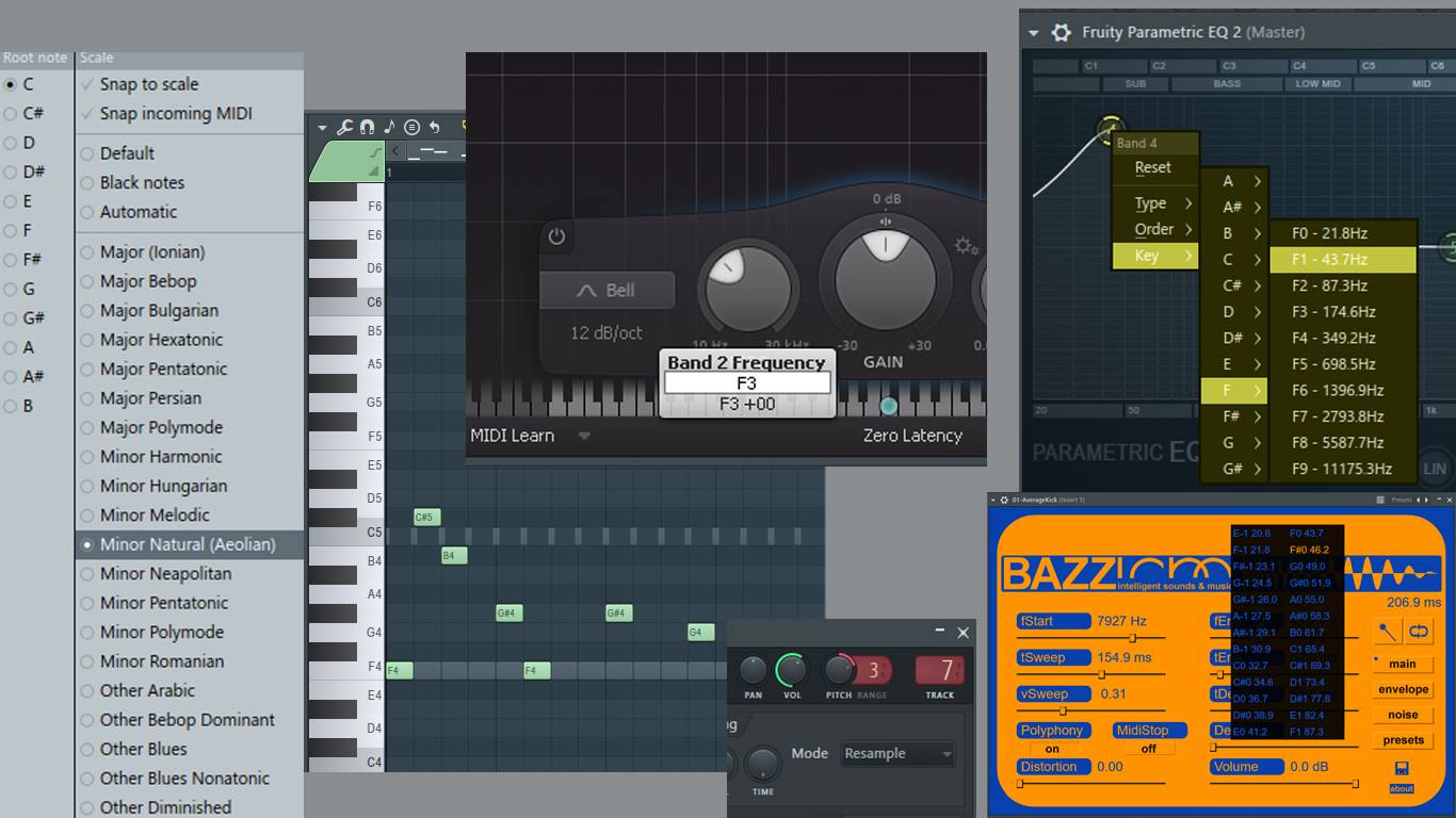 Тональность Kick Snare Hats и мелодий FL Studio