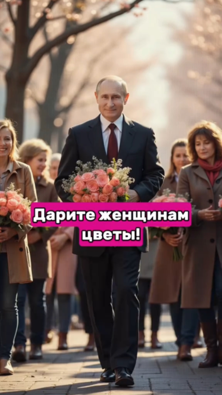 Поздравление с 8 марта от президента 🇷🇺 России. Дарите женщинам цветы...