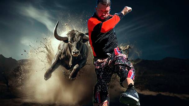 тренировка в поле с быками