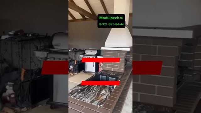 Модульные барбекю комплекс из кирпича с мангалом и помпейской печью