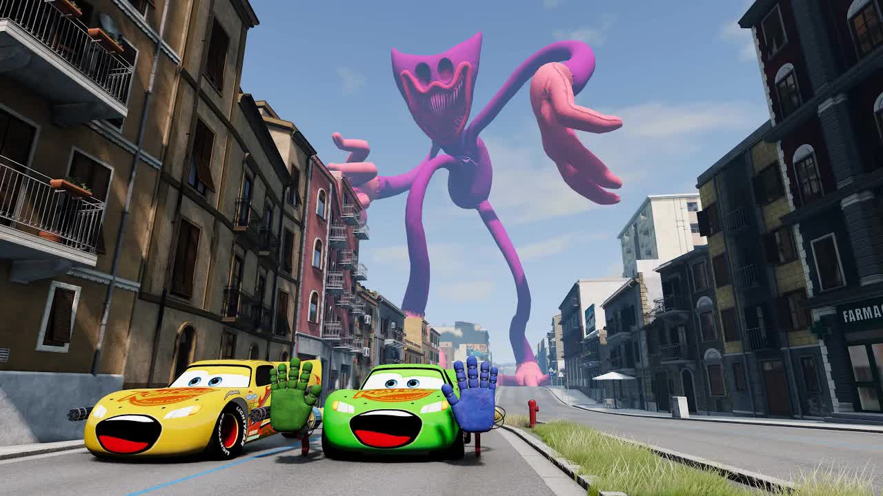 ОГРОМНЫЙ ХАГГИ ВУГГИ ПРОТИВ МОЛНИИ МАККУИНА! КТО ВЫЖИВЕТ? ПОТРЯСАЮЩИЙ ДРАЙВ