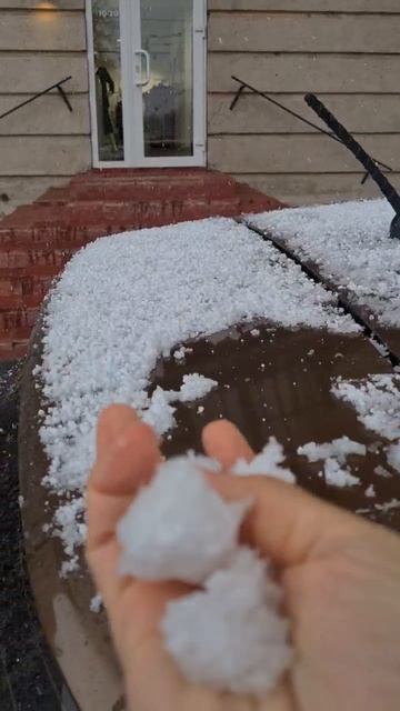 Снег, град  в апреле в Питере.