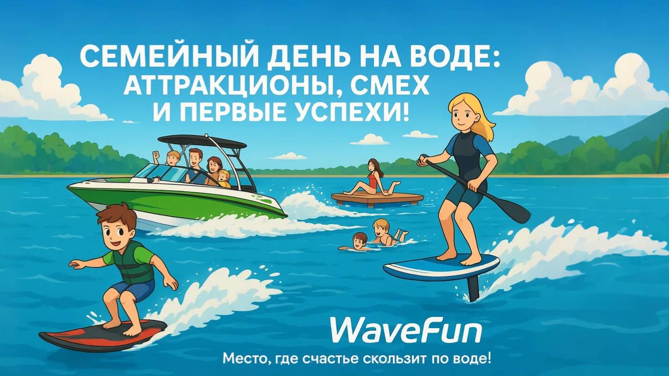 Семейный день на воде с WaveFun: аттракционы, смех и первые успехи! 🌊☀️