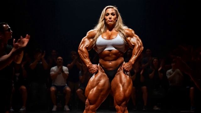 Русская женщина бодибилдер на соревнованиях