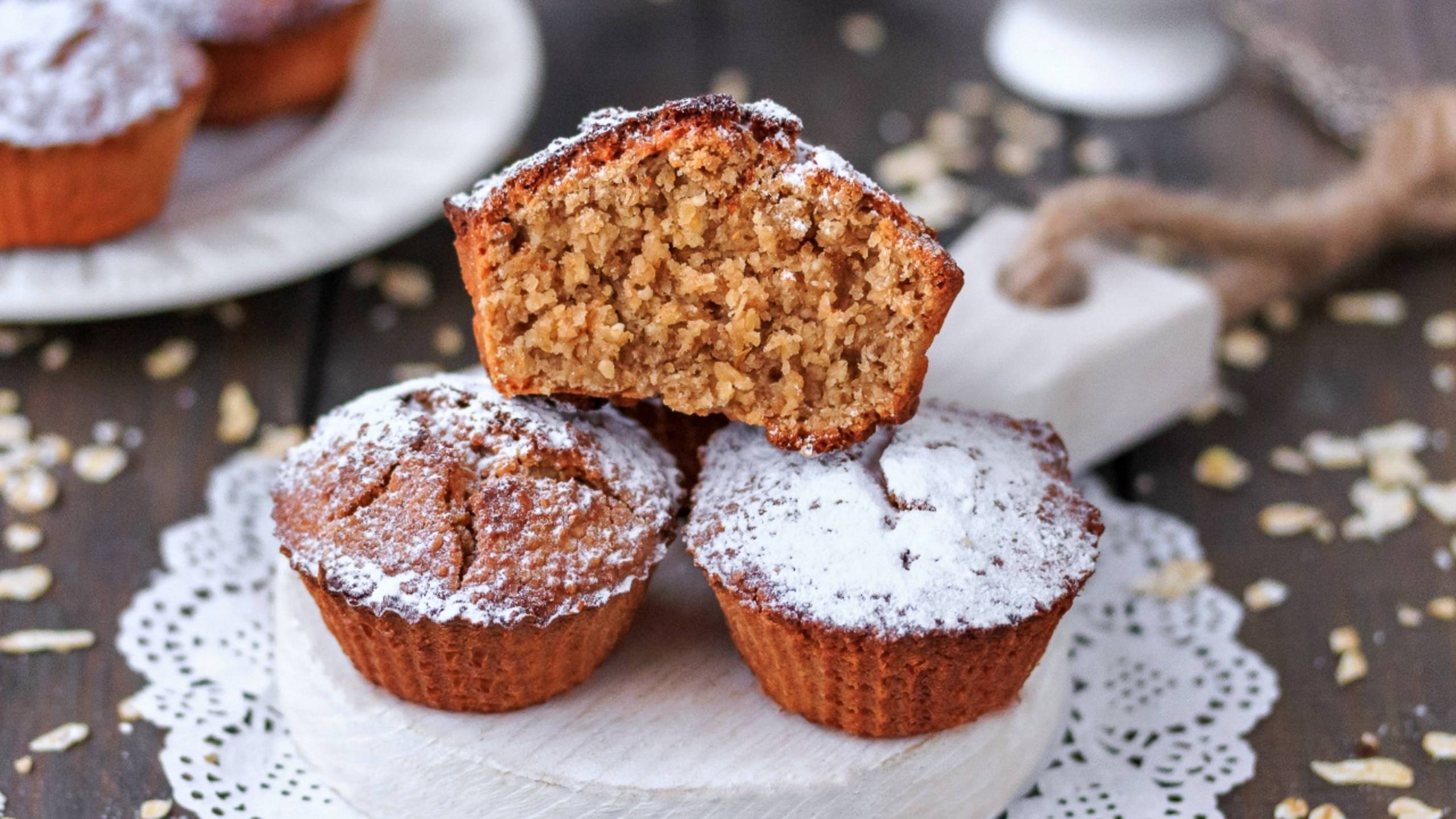 Нежные творожные кексы без муки, используем овсянку. Получилось очень вкусно!