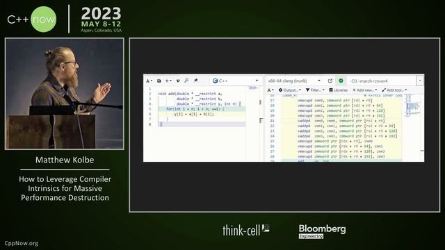 Performance. Lightning Talk. How to Leverage SIMD Intrinsics for Massive Slowdowns - Matthew Kolbe