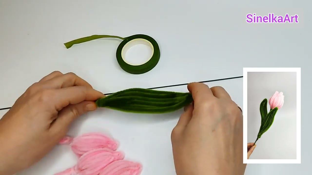 Тюльпан из синельной проволоки / Синельная проволока мастер класс #tulip #flowers #craft