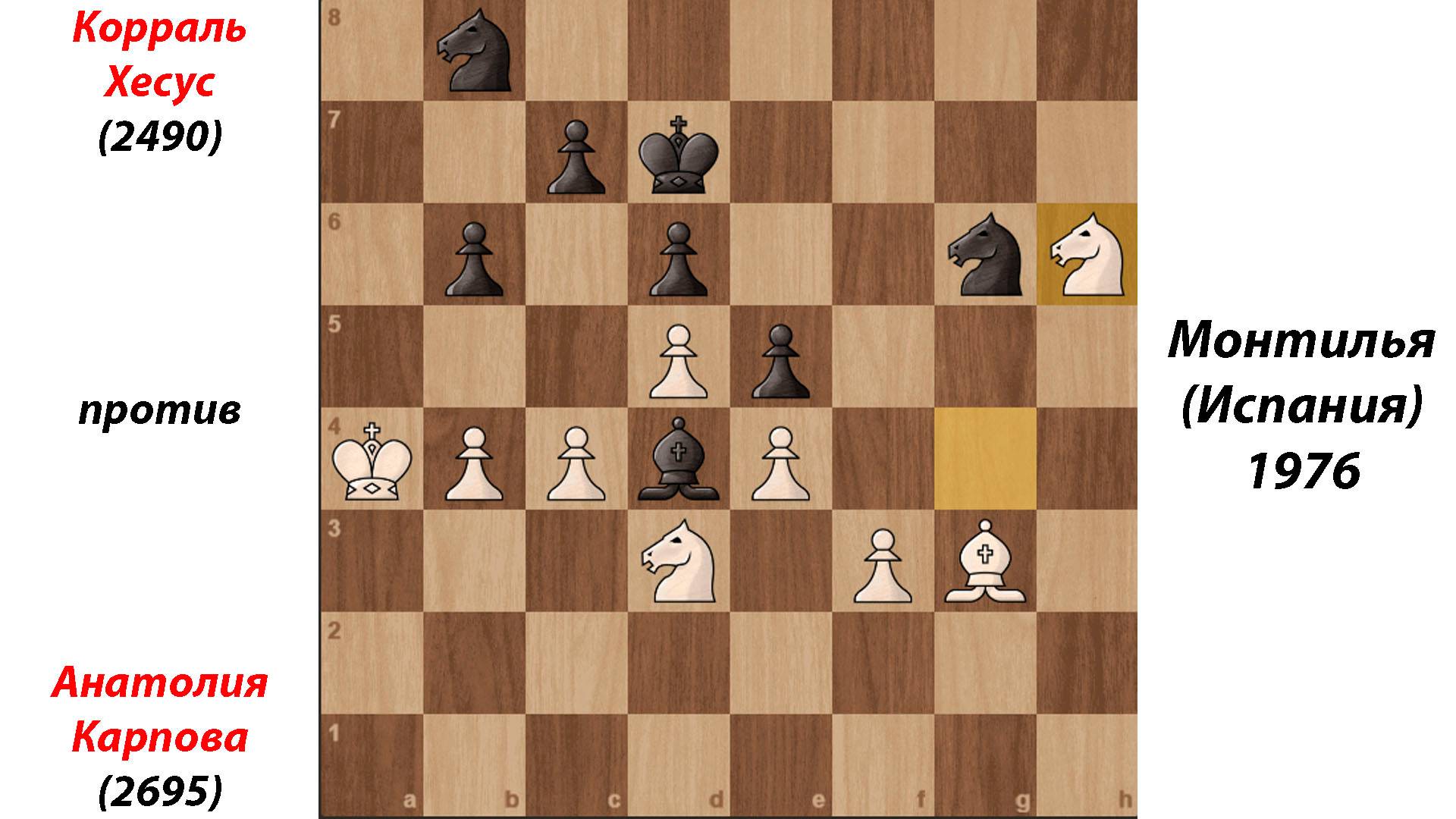 Корраль Хесус против Анатолия Карпова, Монтилья (Испания), 1976.