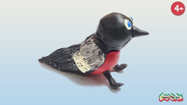 Зимняя Сказка! ❄️ Лепим Пушистого Снегиря из Пластилина с Калякой-Малякой! 🐦