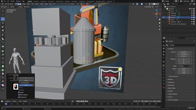 2 -Урок 8 - Добавление цилиндрического резервуара к боковой части ветряной мельницы