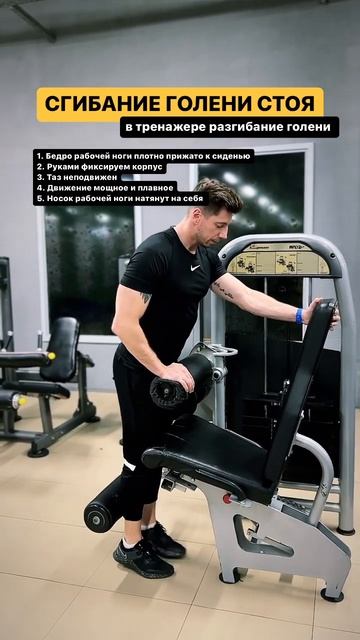 Сгибание голени стоя в тренажере для разгибания