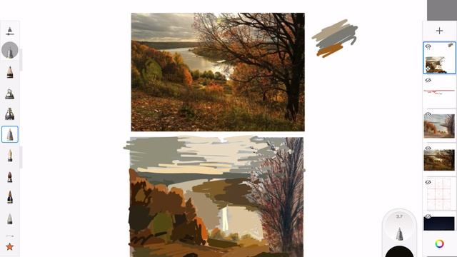 Эвелина разбор с осенним пейзажем