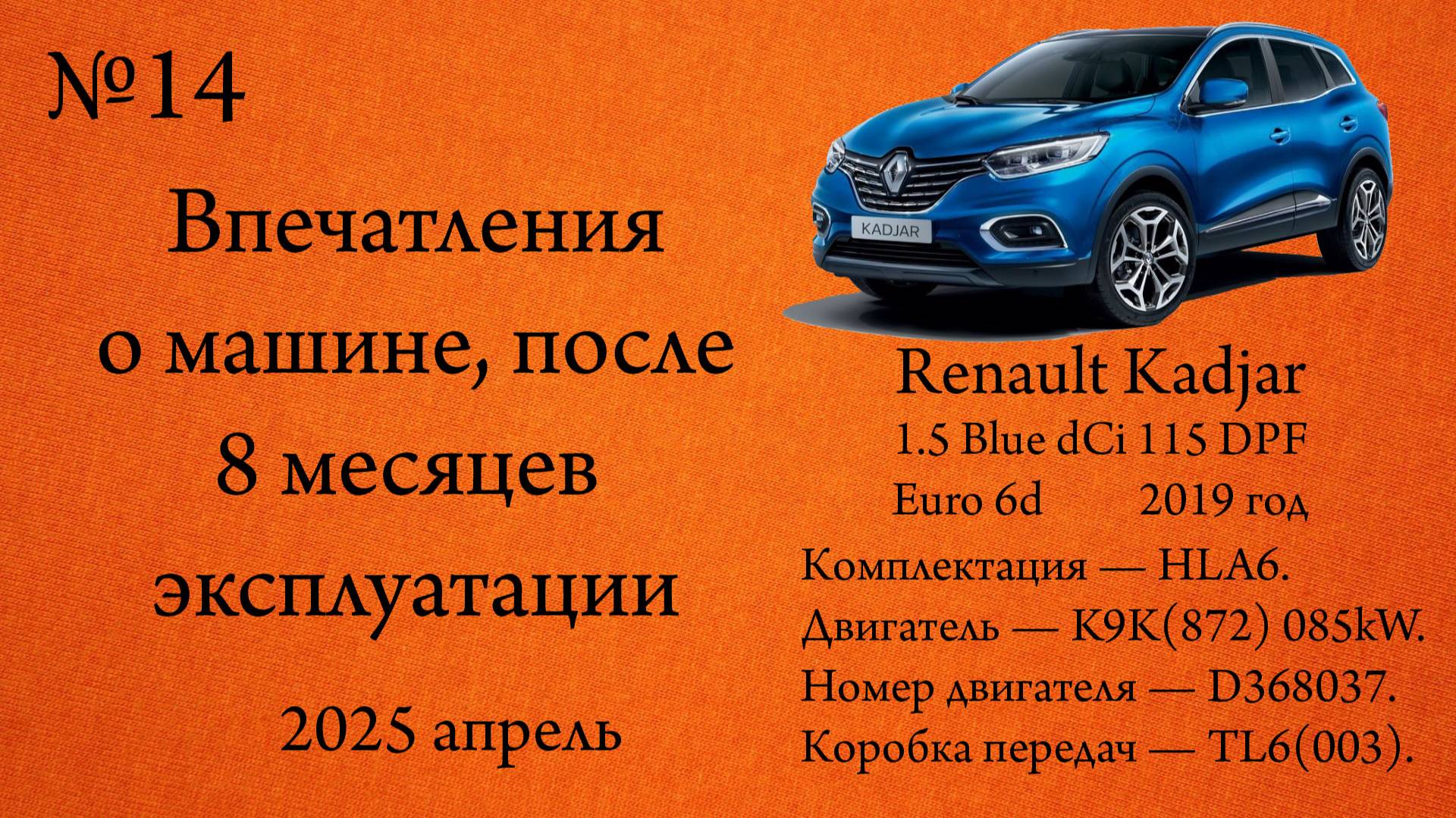 Впечатления о машине после 8 месяцев эксплуатации Renault Kadjar 1.5 Blue dCi 115 DPF Euro 6d