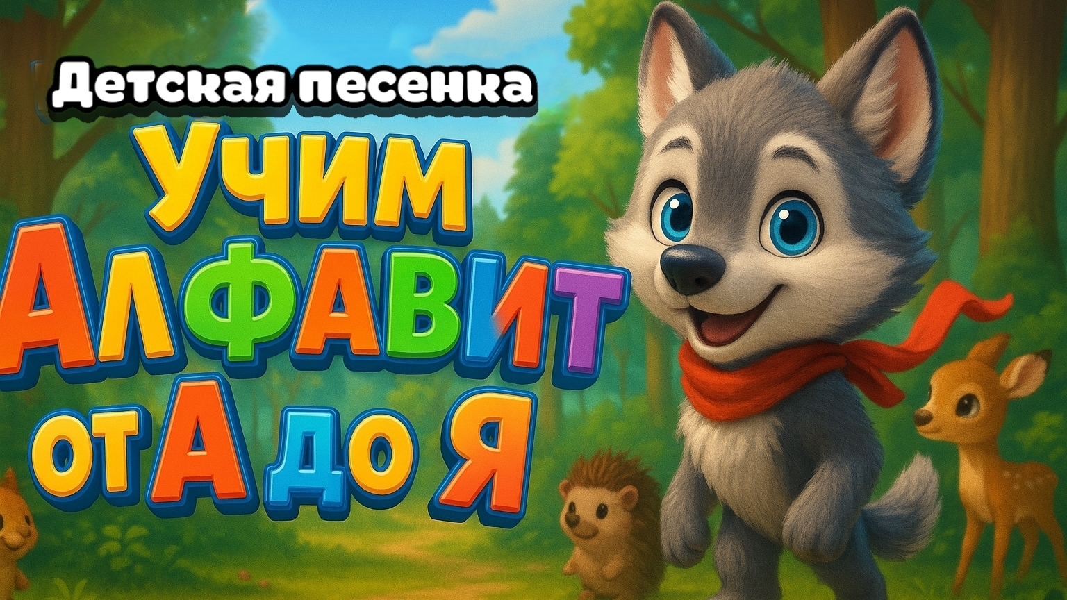 АЛФАВИТ – Детская песенка | УЧИМ Буквы от А до Я с ВОЛЧОНКОМ ВОЕМ! | Обучающая песенка для детей!