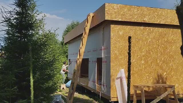 Обшивка стен дома..Мини-дом-каркасник. Участок с нуля. Часть №11