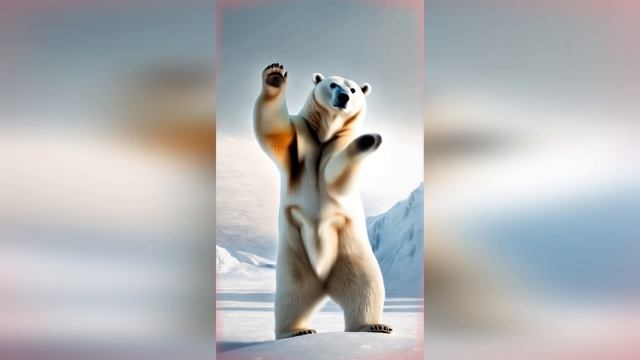 Танцующий белый медведь — милый и забавный момент, который поднимет настроение!