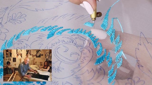 Часть 5. Вышиваю мишку люневильским крючком и рассказываю историю люневильской вышивки.