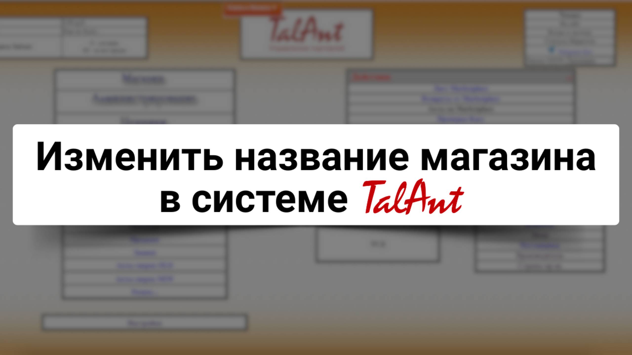 Как изменить название магазина в программе TalAnt