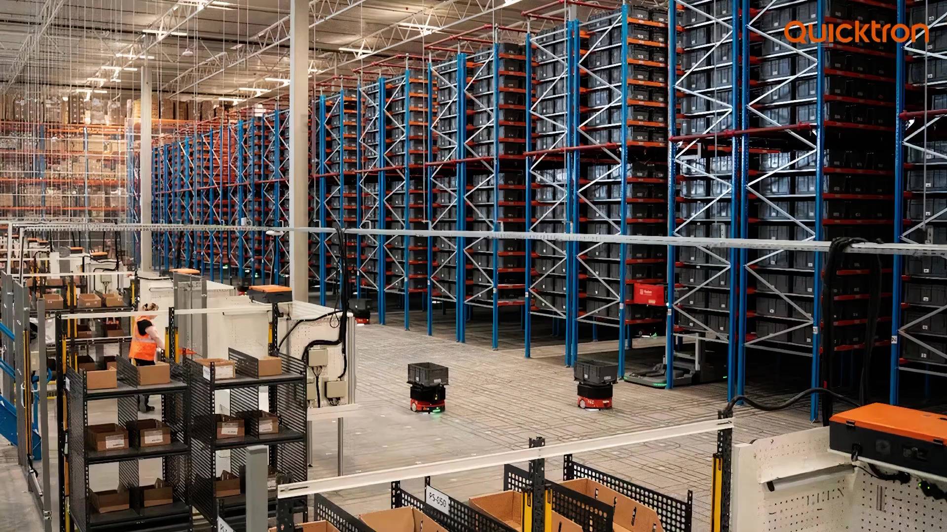 Гибридная интралогистическая автоматизация Quicktron Robotics легко адаптируется к вашему складу