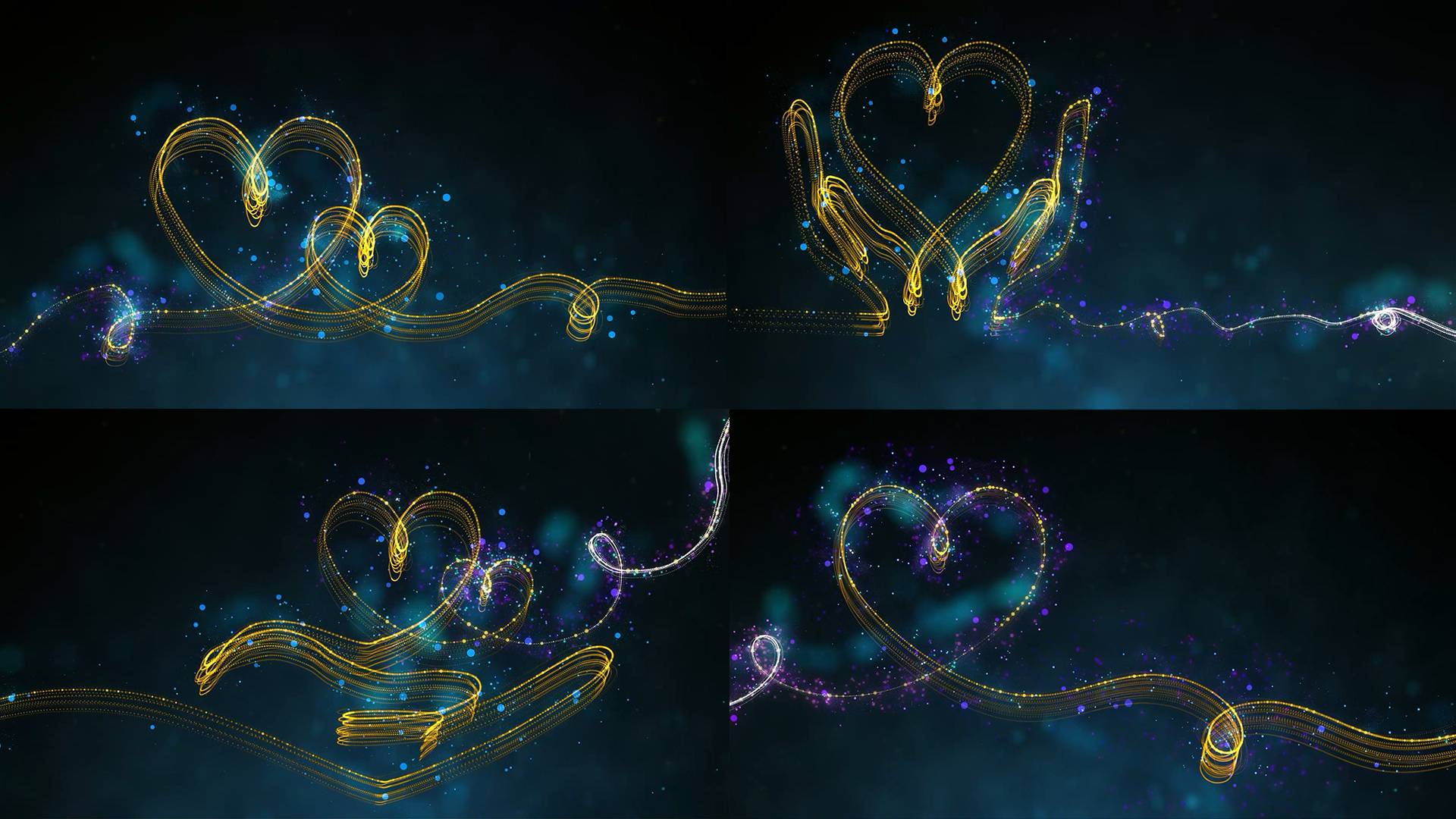 Футаж Сердечки (светящиеся линии)