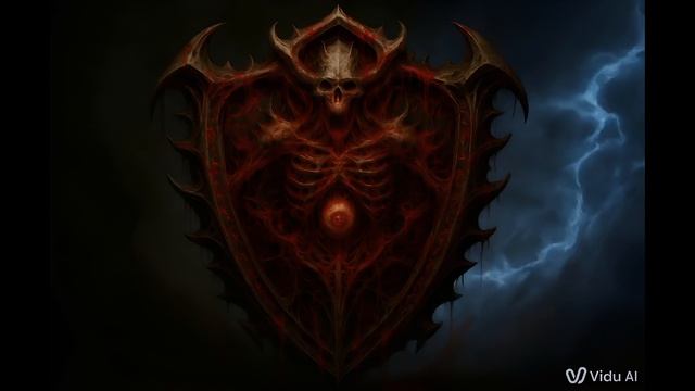 The demonic shield begins to pulsate with a blood-red
