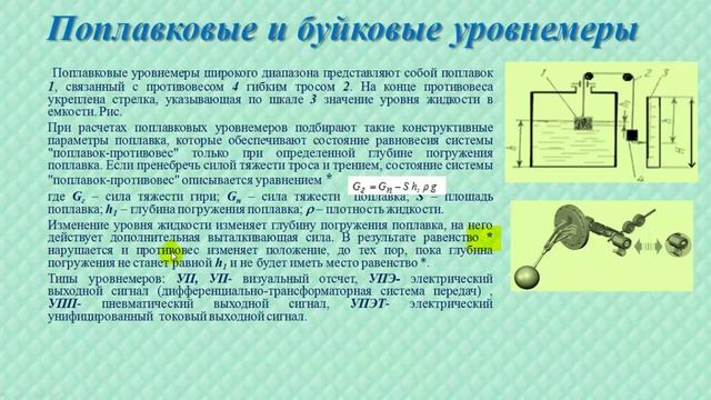 Поплавковые и буйковые уровнемеры