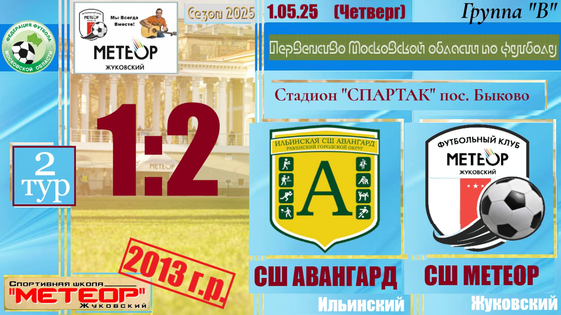 ⚽2013👕/2 тур/ 1.05.2025 /СШ АВАНГАРД (Ильинский) 1 - 2 СШ МЕТЕОР (Жуковский)