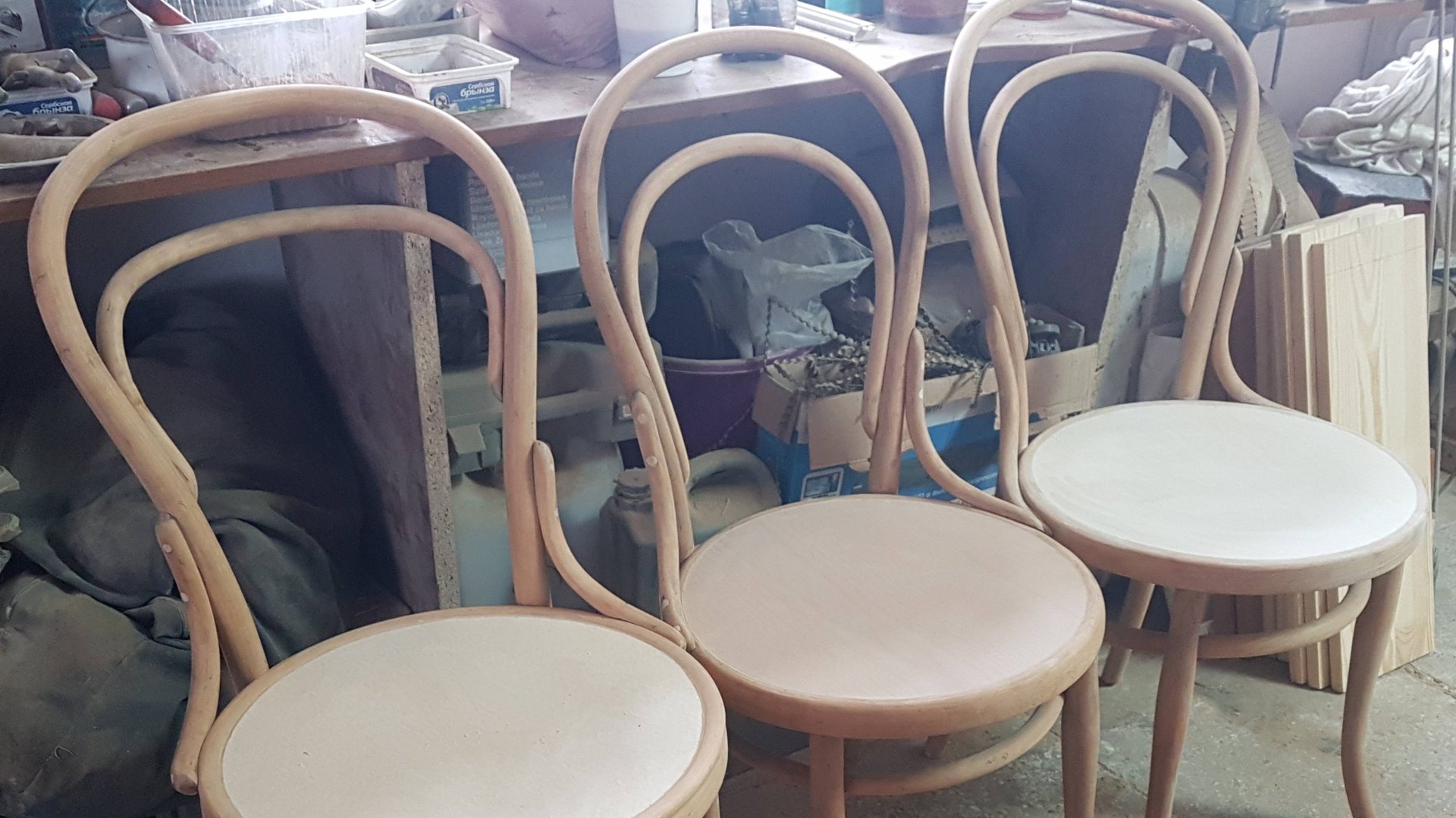 Реставрация трёх венских стульев фабрики Яковъ и Иосиф Конъ