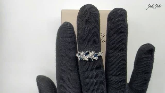 Кольцо из белого золота с бриллиантами и сапфирами "Эльфийская Бездна"