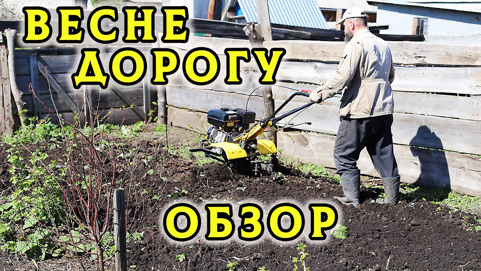 Мотоблок в действии: пашу огород, показываю помидоры, цветущую жимолость, шмелей на малиновой ферме