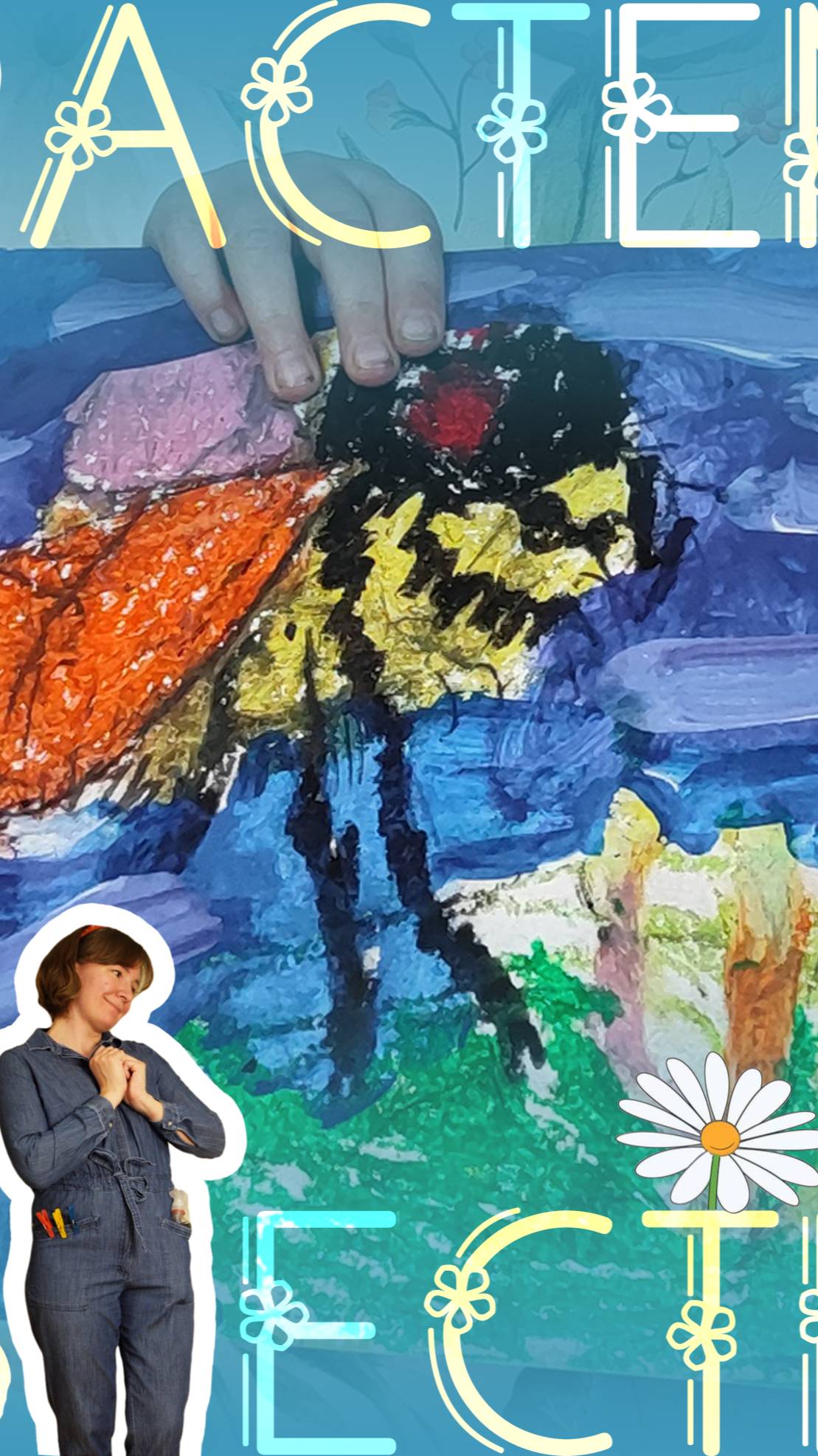 Весенние шмели | масляная пастель, гуашь