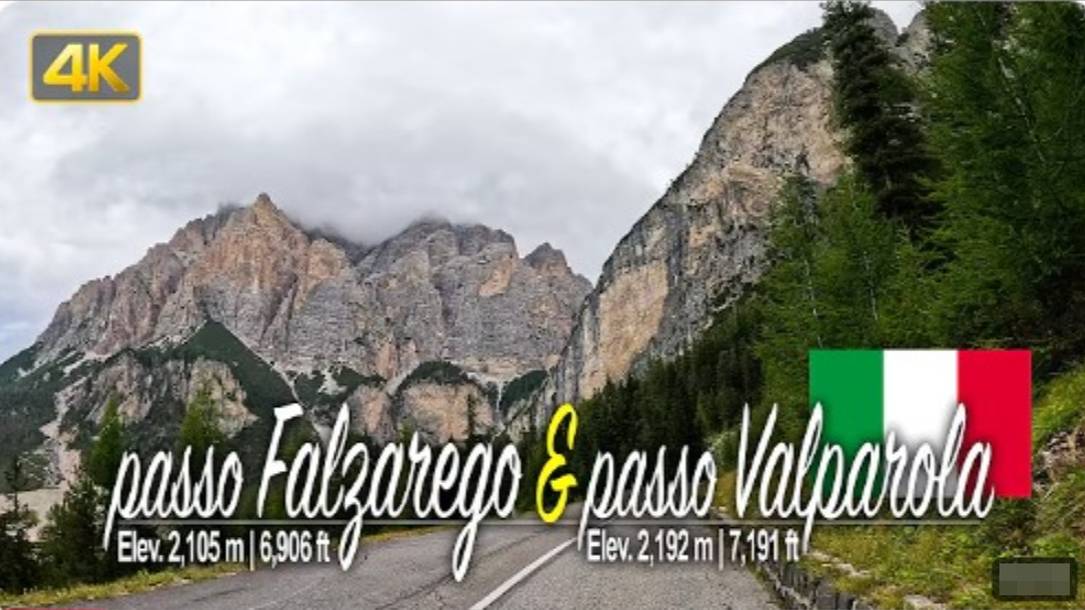 🚗 4К UltraWide ➤ Живописная поездка через перевалы Фальцарего и Вальпарола, в Доломитовых Альпах!