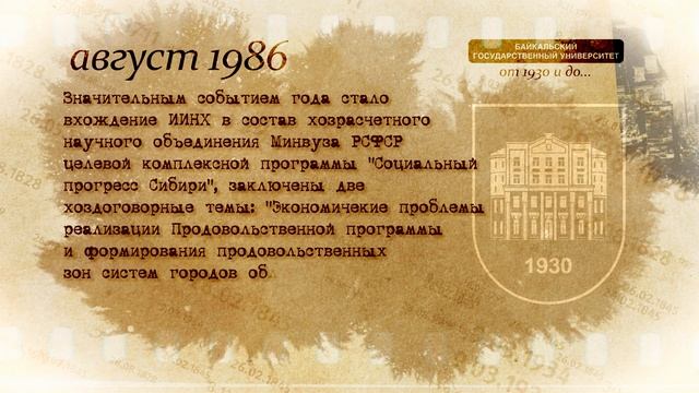 История БГУ (1986 год)